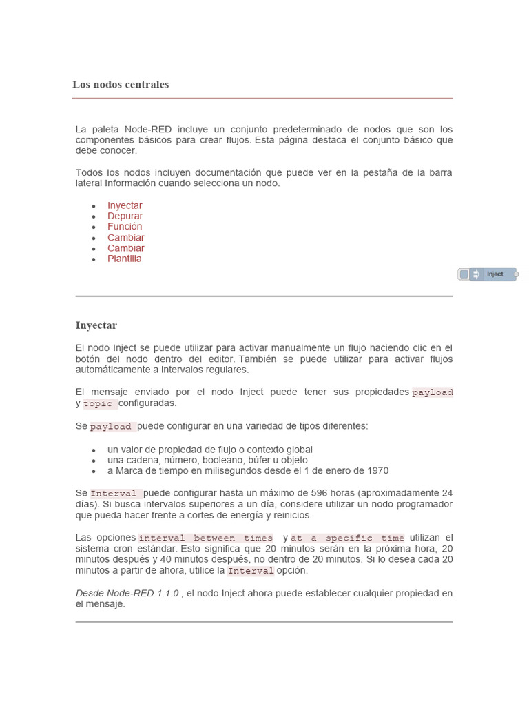 Nodos en Node-Red | PDF | Lenguaje de programación | Desarrollo de software Nodos en Node-Red | PDF | Lenguaje de programación | Desarrollo de software