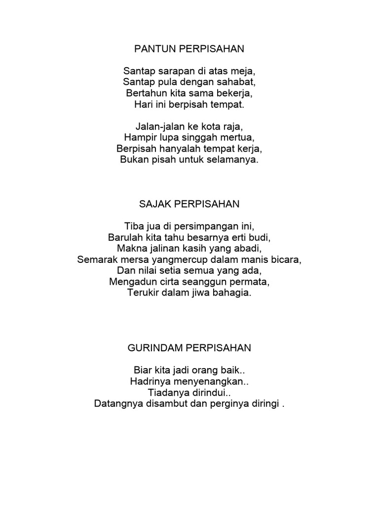 Pantun Perpisahan | PDF