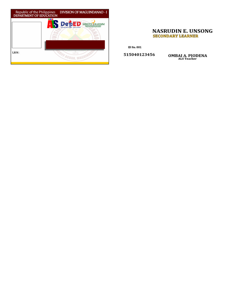 Editable ALS ID | PDF