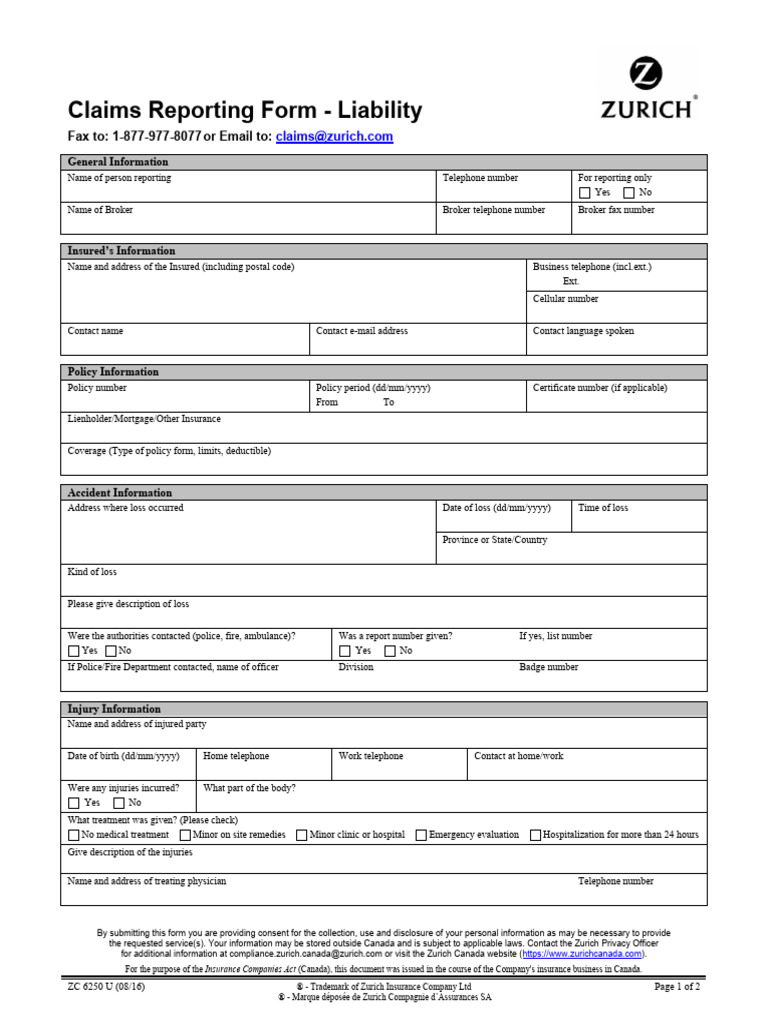 Liability Claim Form | PDF | Insurance | Deductible