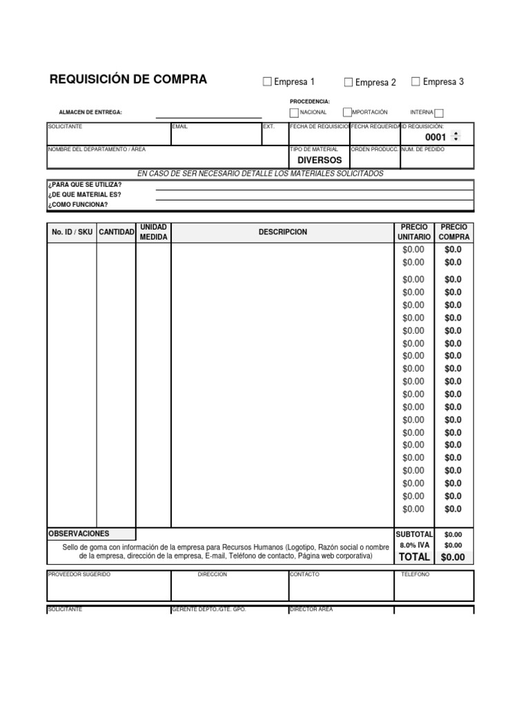Formato Requisición de Compra | PDF