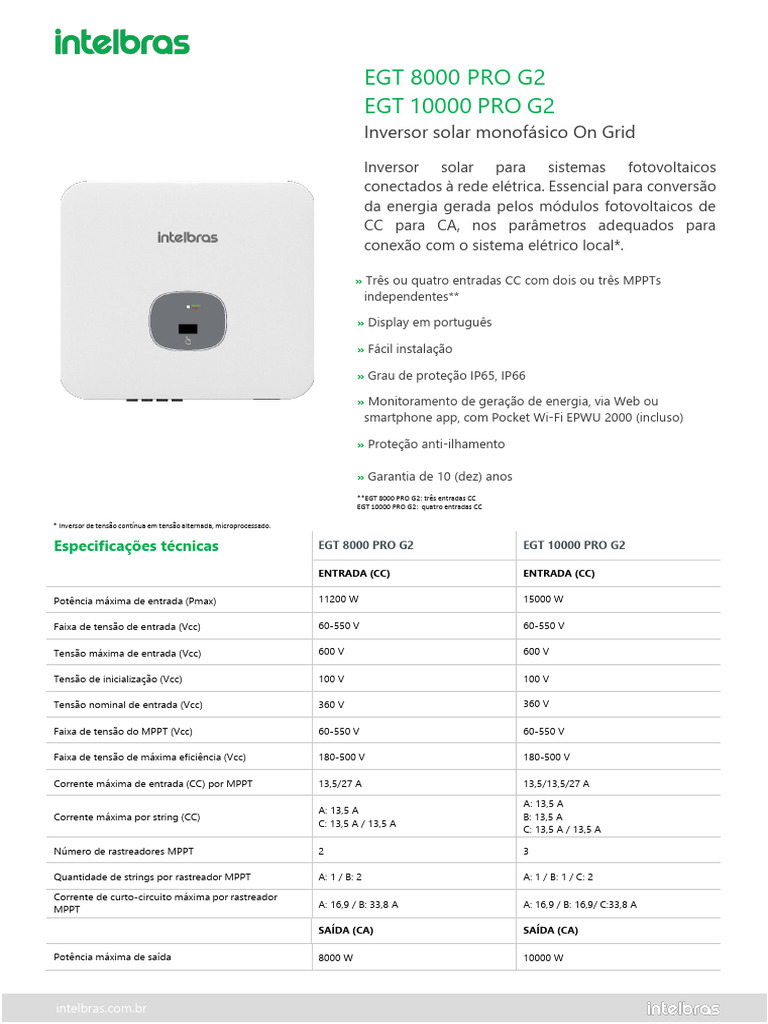 Ficha Técnica Inversor Intelbras | PDF | Corrente direta | Energia elétrica