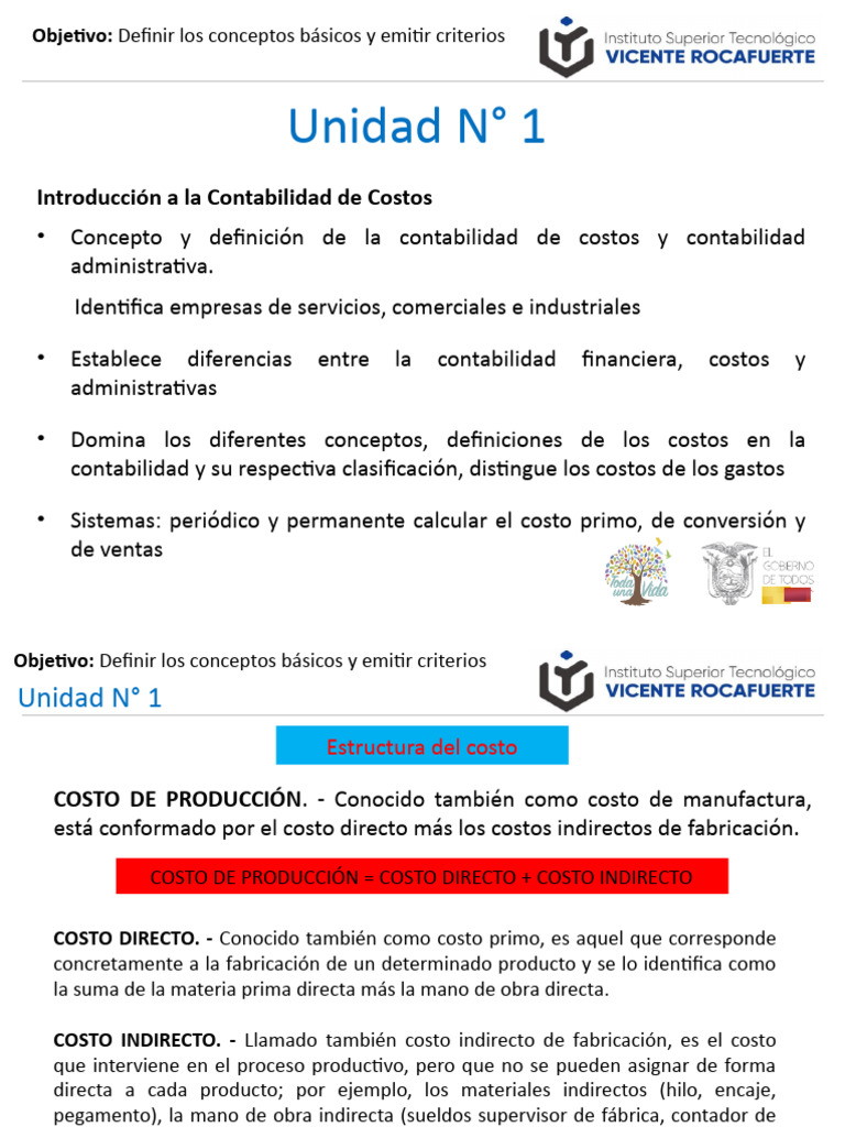 Unidad #1 Clasificación de Los Costos | PDF
