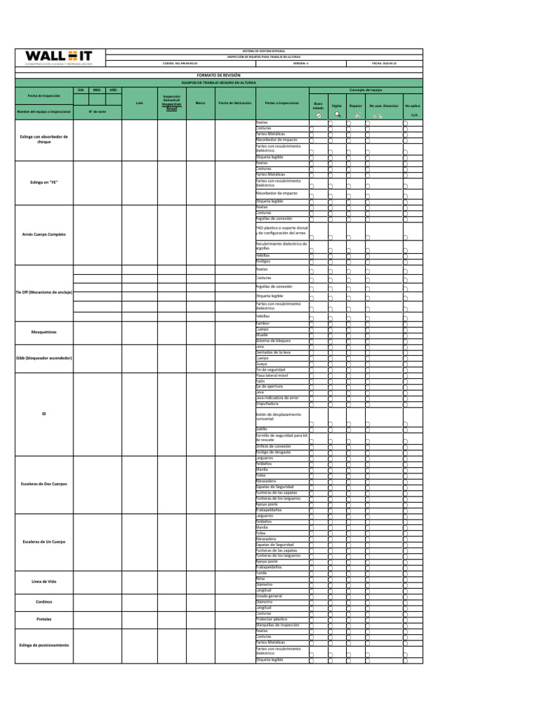 Ssl-pm-09-Rg-03 Inspección de Equipos para Trabajo en Alturas | PDF
