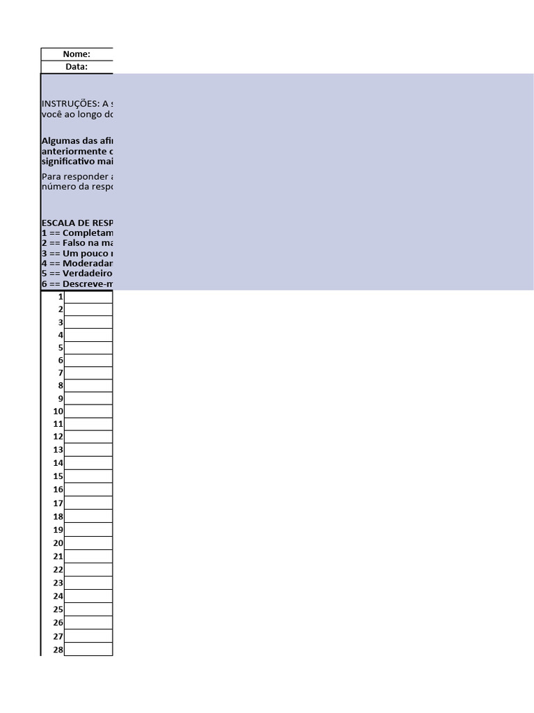 Questionário de Esquema s3 No Excel | PDF