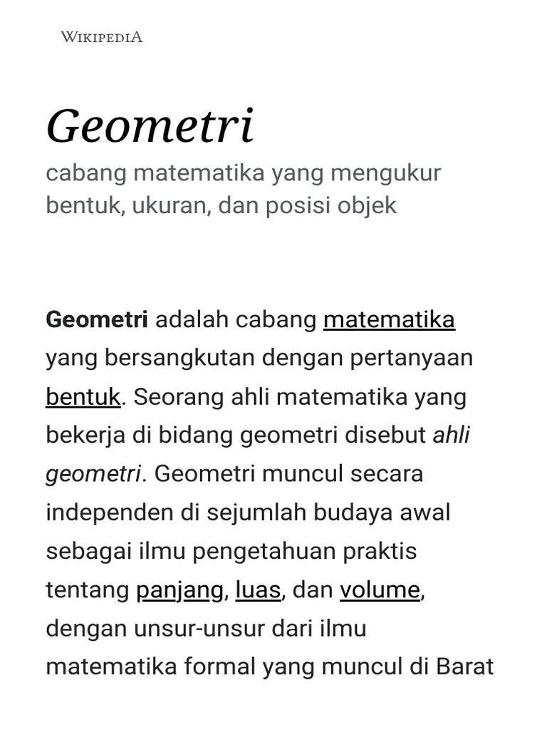 Geometri - Wikipedia Bahasa Indonesia, Ensiklopedia Bebas | PDF