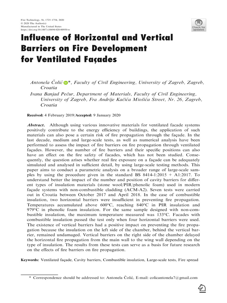 Influence of Horizontal and Vertical Barriers On Fire Development For ...