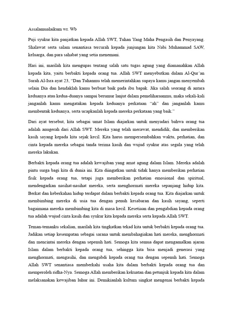 Kultum Berbakti Kepada Orang Tua | PDF | Agama & Spiritualitas