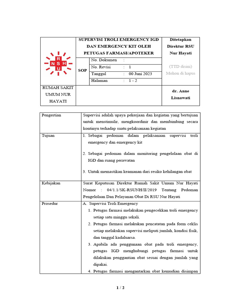 Supervisi Troli Emergency dan Kit IGD | PDF | Kesehatan Holistik | Sains & Matematika