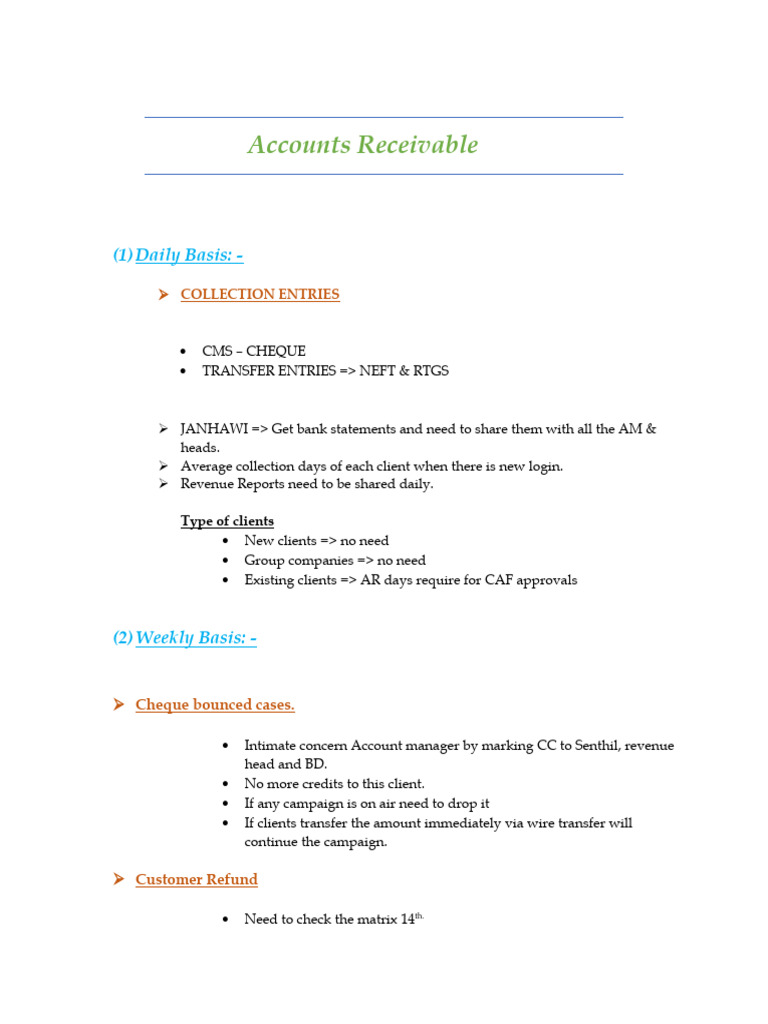 Accounts Receivable WORK FLOW | PDF