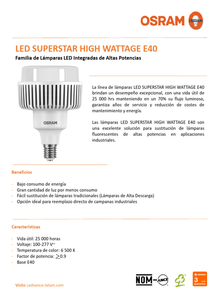 Led Superstar High Wattage E40: Familia de Lámparas LED Integradas de ...