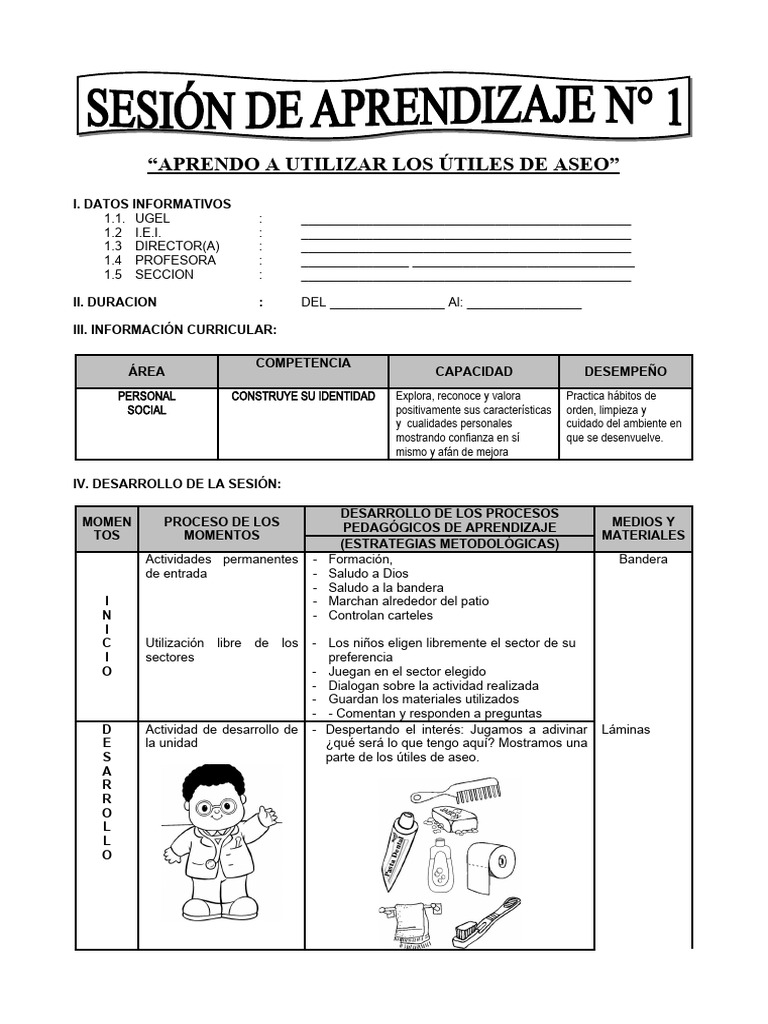 Sesiones de Aprendizaje 5 Años | PDF