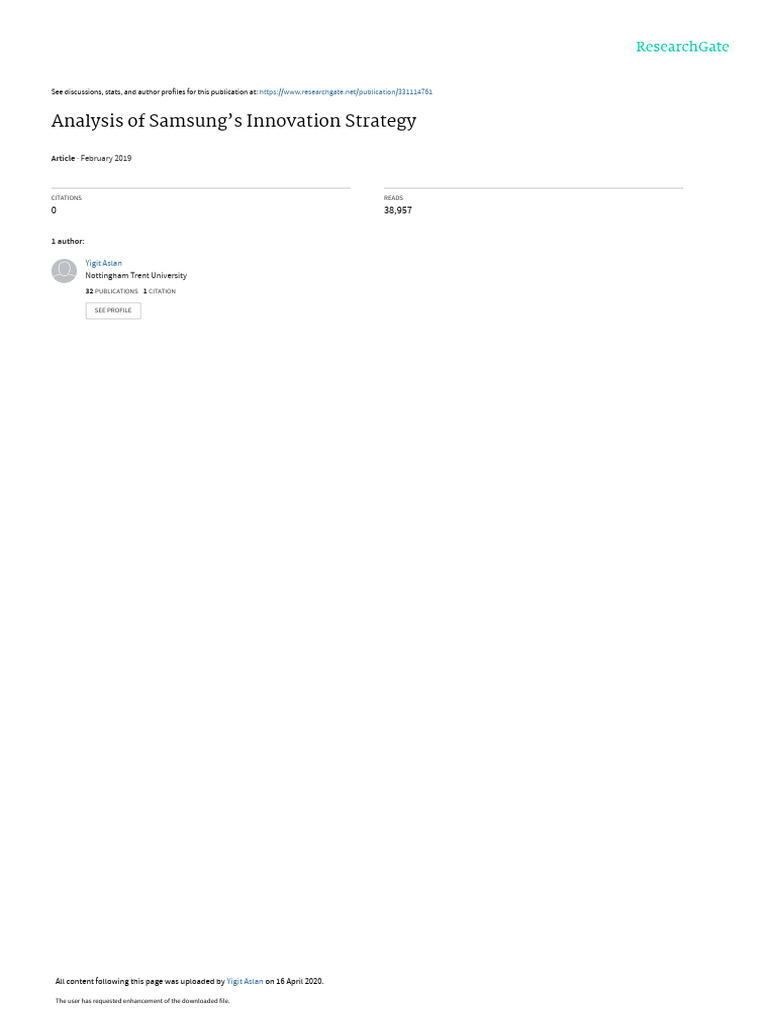 Analysisof Samsungs Innovation Strategyby Yigit Aslan | PDF | Art