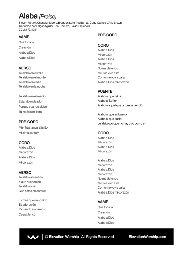 Alaba (Praise Letra) | PDF