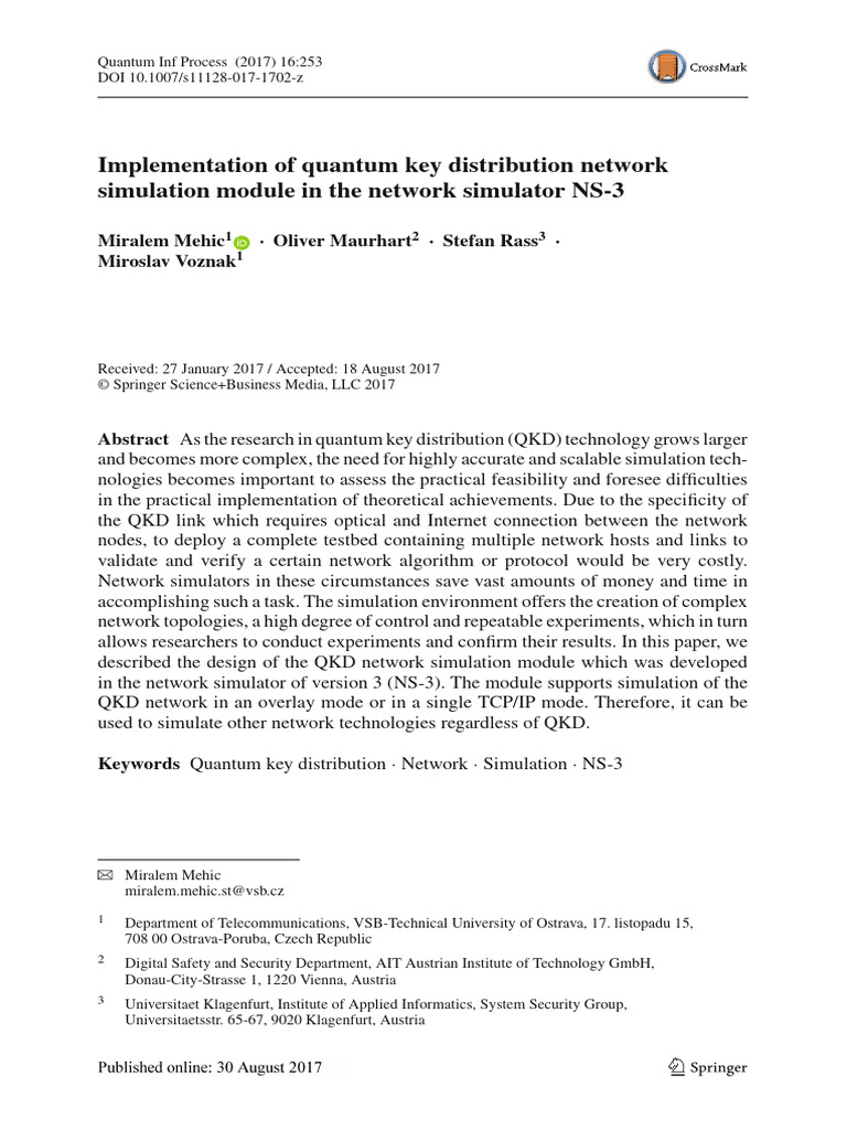 Implementation of Quantum Key Distribution Network Simulation Module in ...