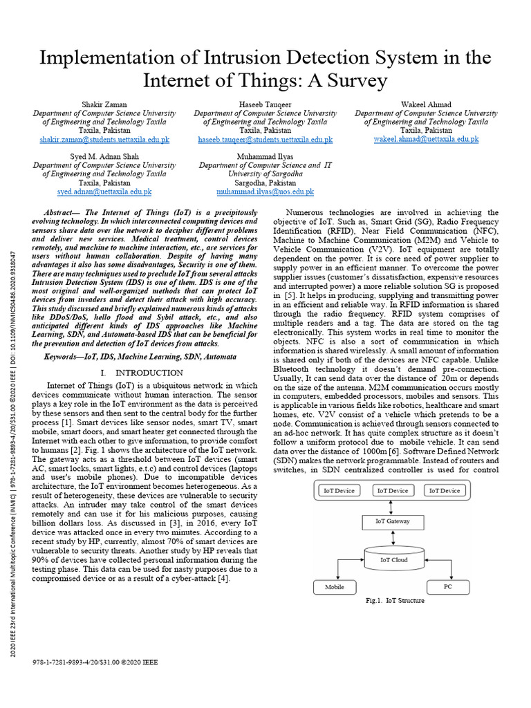 Implementation of Intrusion Detection System in The | PDF