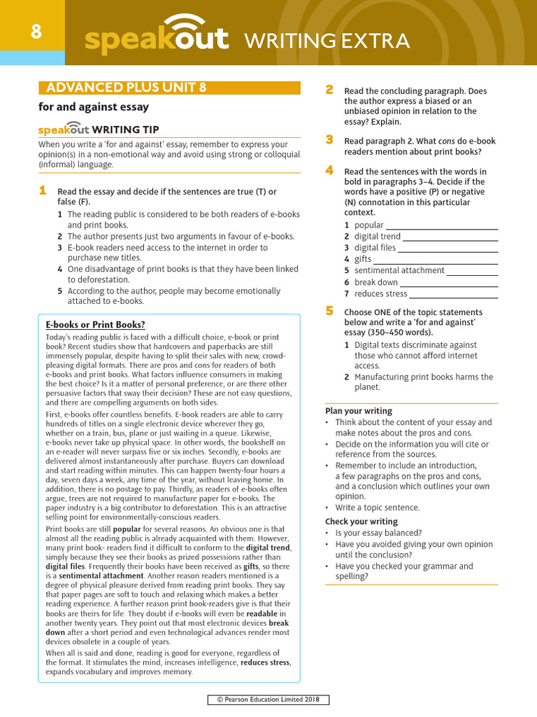 Speakout Writing Extra Advanced Plus Unit 8 | PDF | Books | E Reader