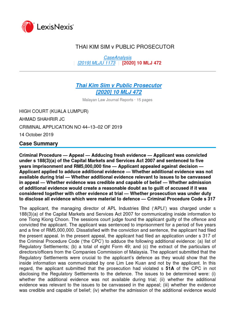 Thai Kim Sim V Public Prosecutor, (2020) | PDF
