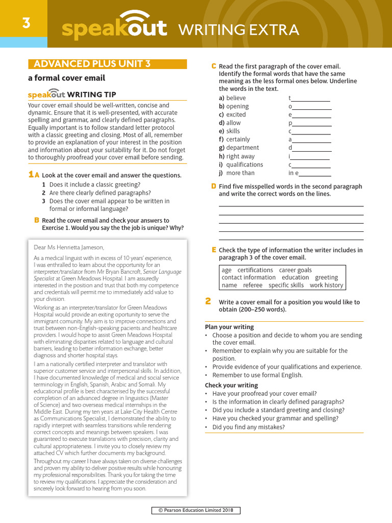Speakout Writing Extra Advanced Plus Unit 3 | PDF | Language Interpretation | Translations