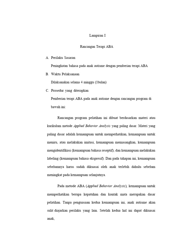 Contoh Program Anak Autis | PDF