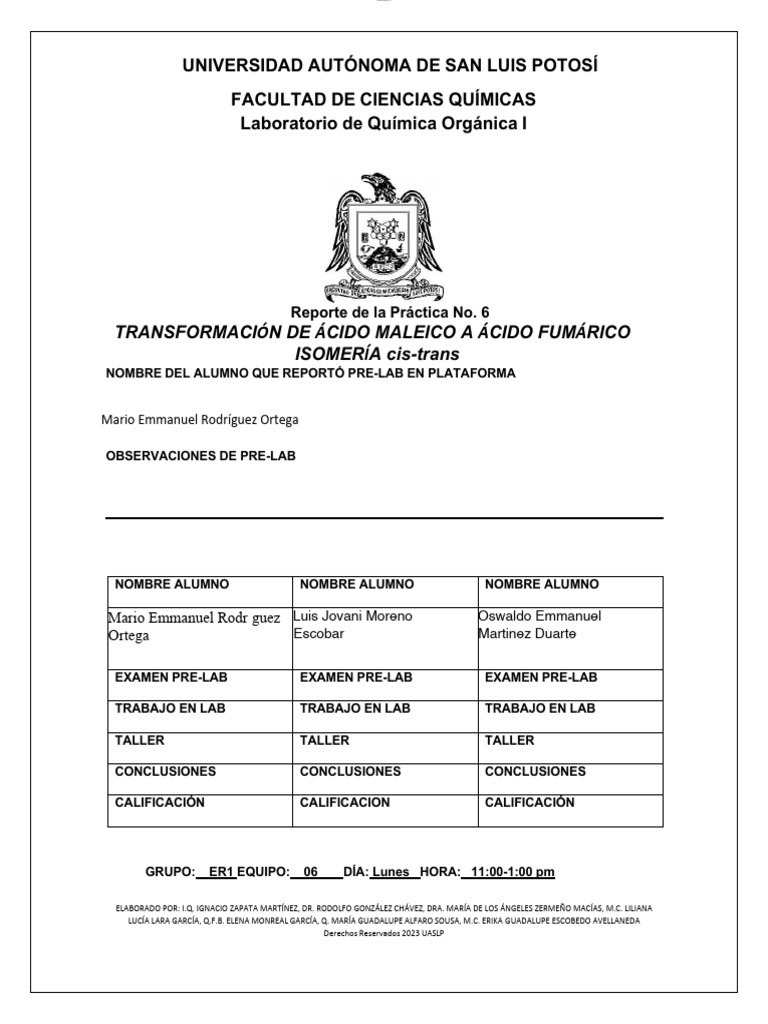 Prelab 6 Pdf Isómero Sustancias Químicas 