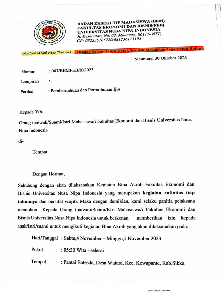 Surat Pemberitahuan | PDF