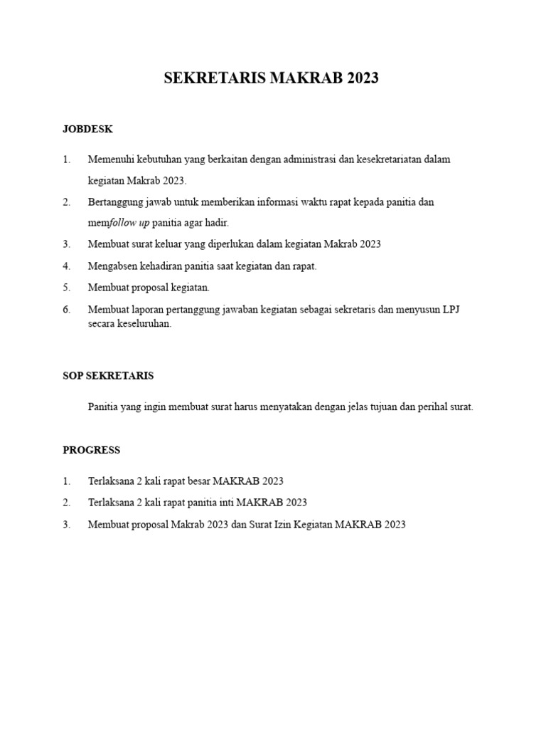 RAB Sekretaris Makrab 2023 | PDF