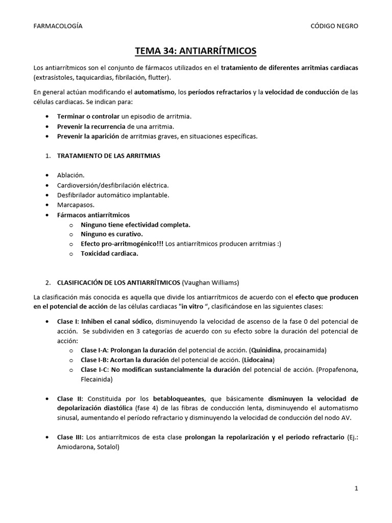 TEMA 34. Antiarrítmicos | Descargar gratis PDF | Electrofisiología cardíaca | Medicina CLINICA