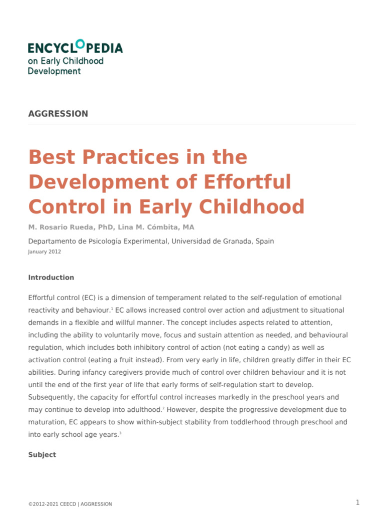 Best Practices Development Effortful Control Early Childhood | Download ... Best Practices Development Effortful Control Early Childhood | Download ...