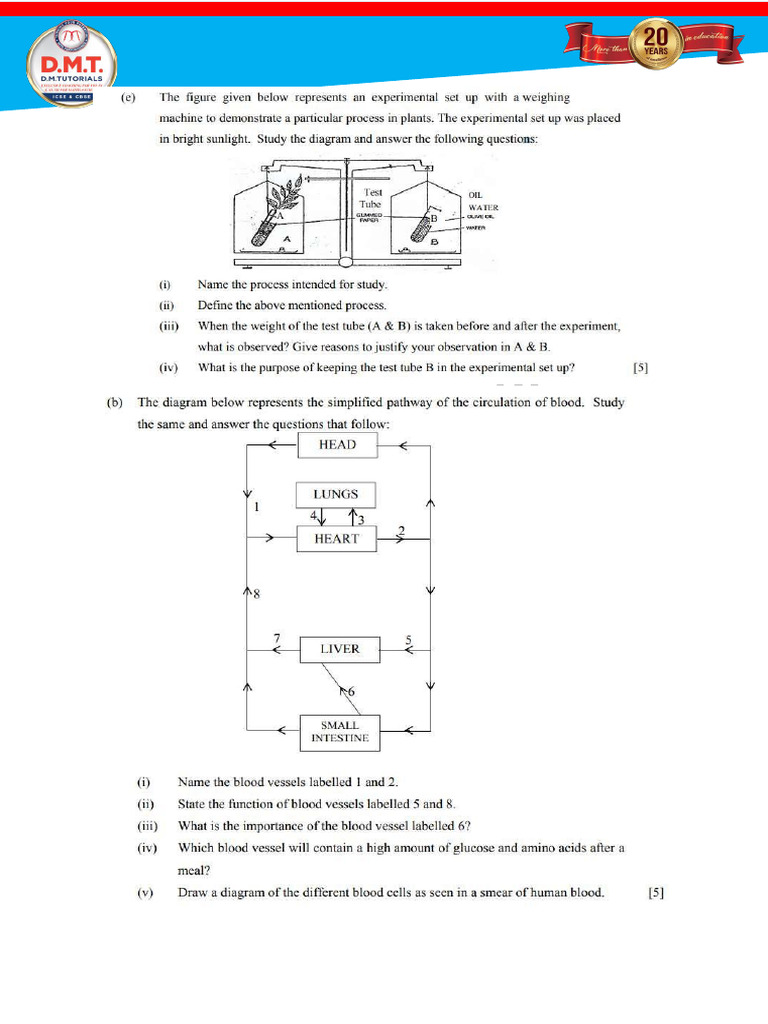 10th Picture Questions Biology 10th ICSE-1 | PDF