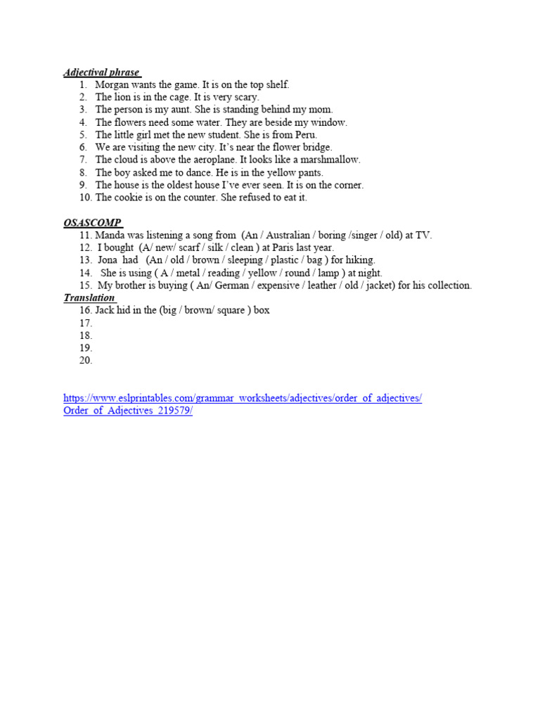 Understanding Adjectival Phrases | PDF