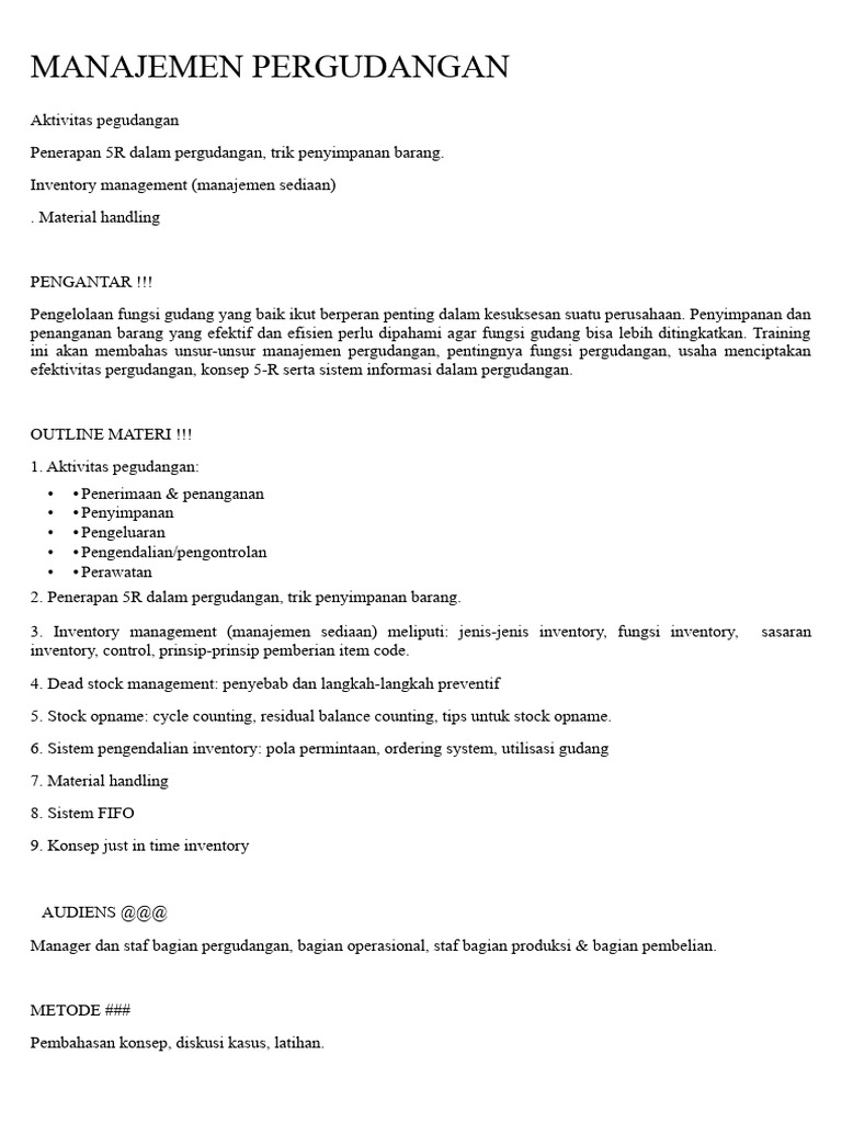 Manajemen Pergudangan | PDF