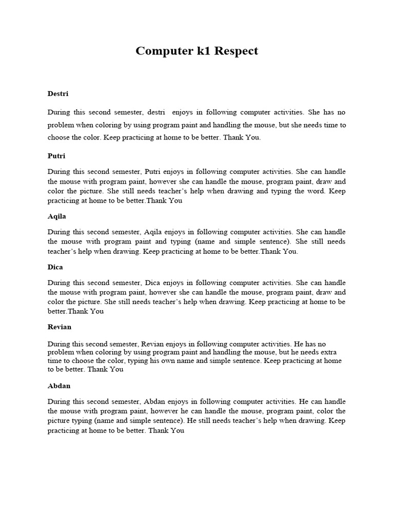 Comment Computer k1 Respect | PDF