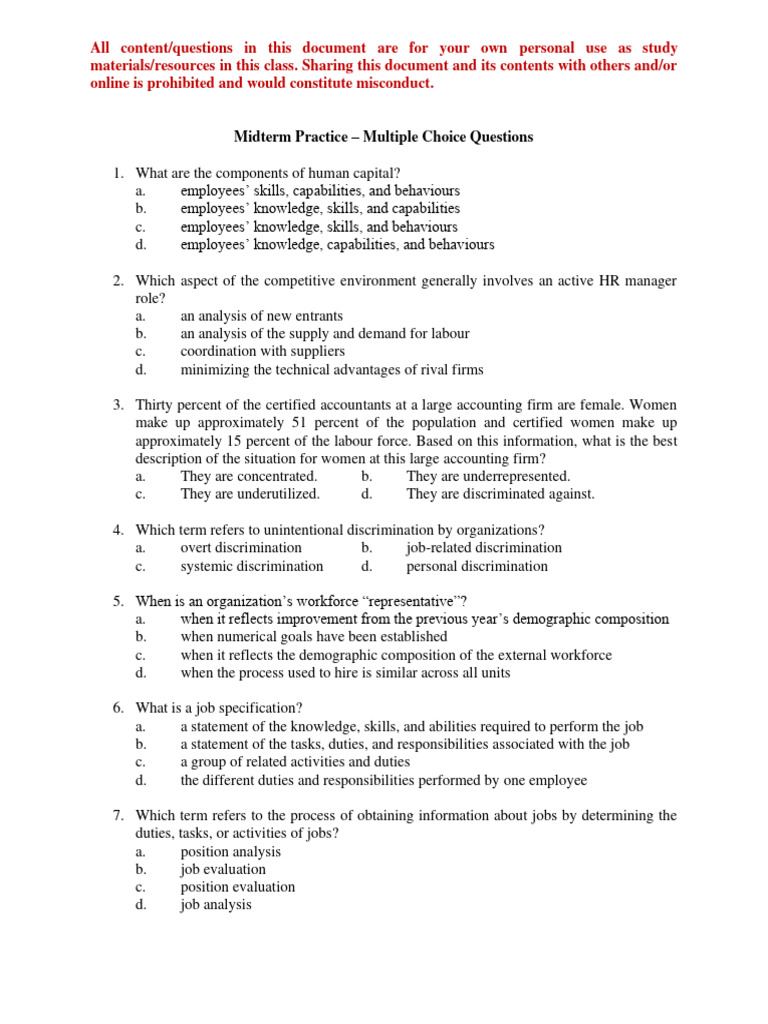 Midterm Practice Question Set | PDF | Employment | Labour Economics