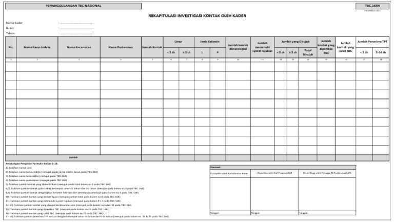 SO - Formulir TBC 16RK - IK Rumah Tangga | PDF