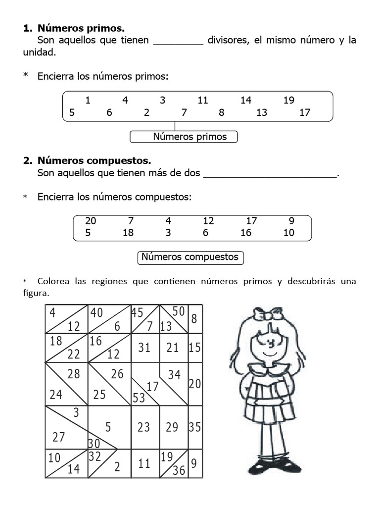 Ficha Numeros Primos y Compuestos para Cuarto de Primaria | PDF