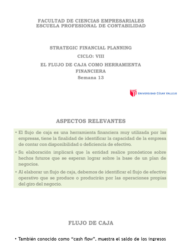 Sesion 13 El Flujo de Caja Como Herramientoa Financiera | PDF | Flujo de efectivo | Presupuesto