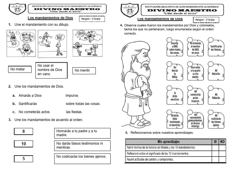 Los Mandamientos de Dios - Ficha | PDF