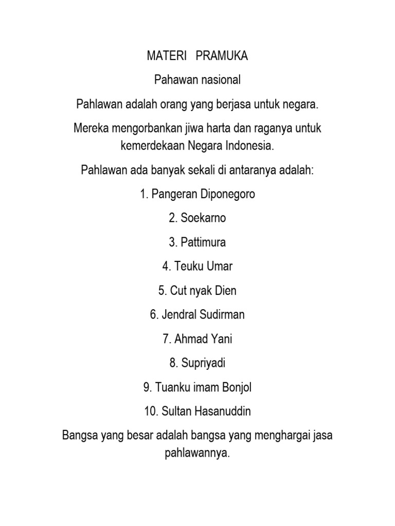 MATERI PRAMUKA, Pahlawan | PDF | Politik | Perjalanan