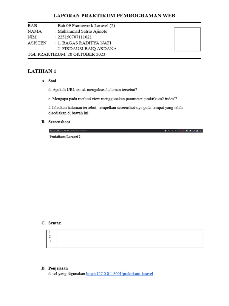 Modul 9 - Muhammad Satrio Ajinoto - 225150707111021 | PDF