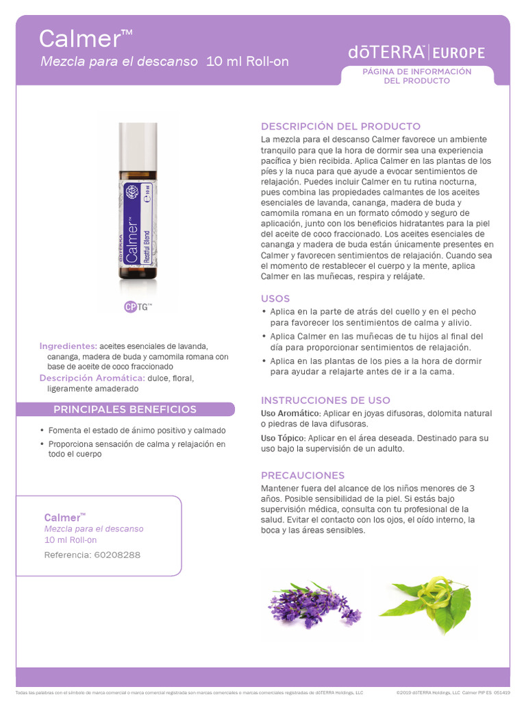 Doterra Calmer Oil | PDF | Salud y bienestar