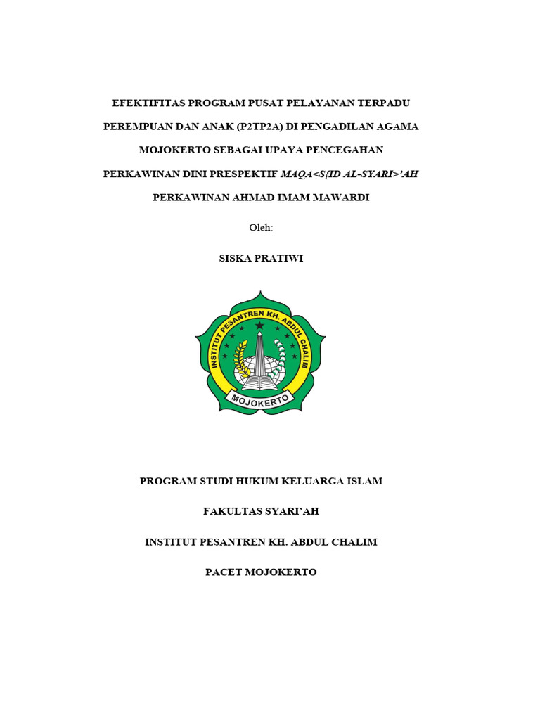 Efektivitas P2TP2A Cegah Perkawinan Dini | PDF