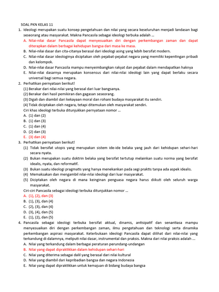Soal PKN Kelas 11 | PDF
