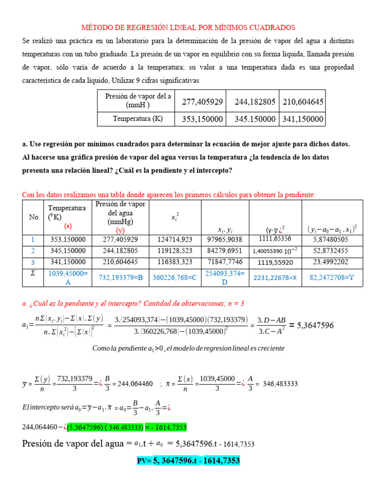 Método de Regresión Lineal Por Mínimos Cuadrados | PDF