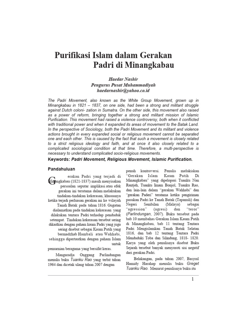 Purifikasi Islam dalam Gerakan Padri | PDF
