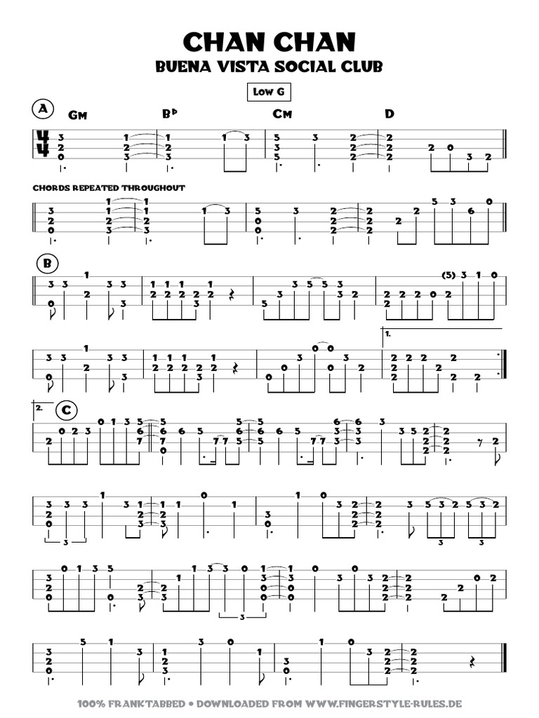 "Chan Chan" Buena Vista Social Club - Fingerpicking Ukulele | PDF ...