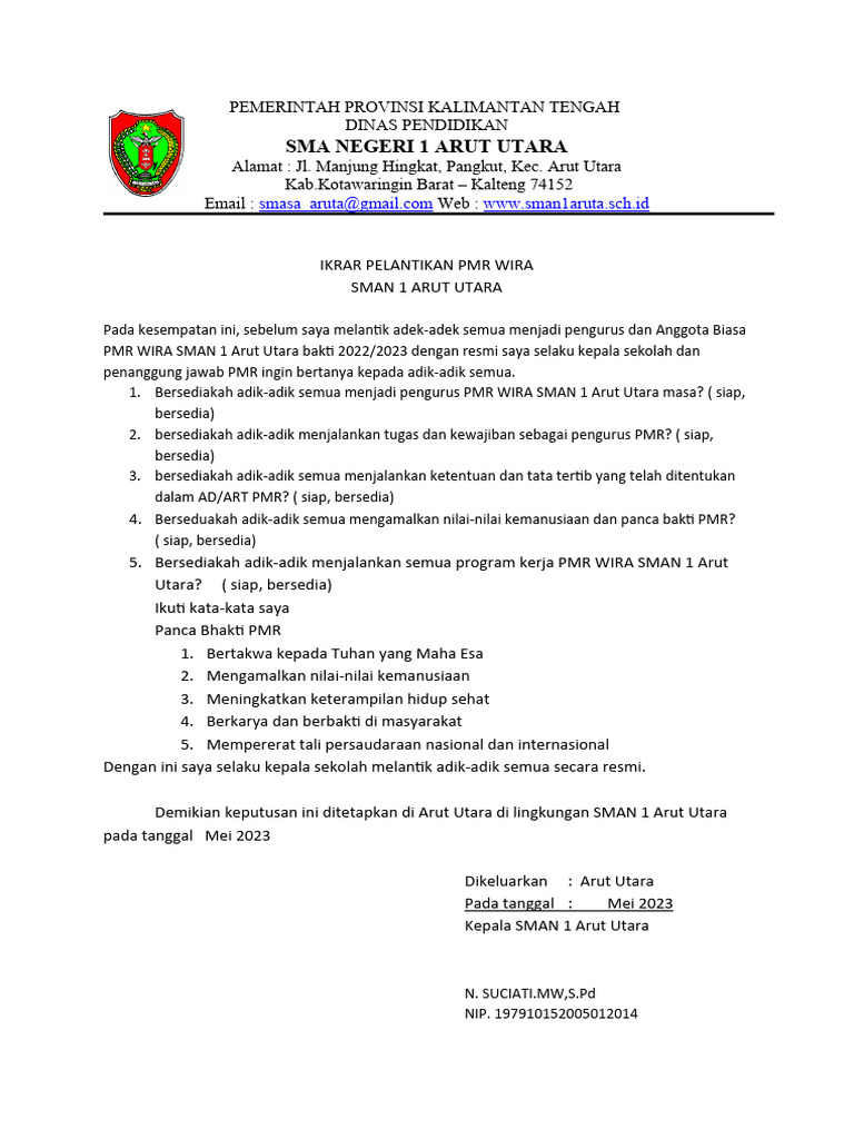 Ikrar Pelantikan PMR Wira | PDF Ikrar Pelantikan PMR Wira | PDF