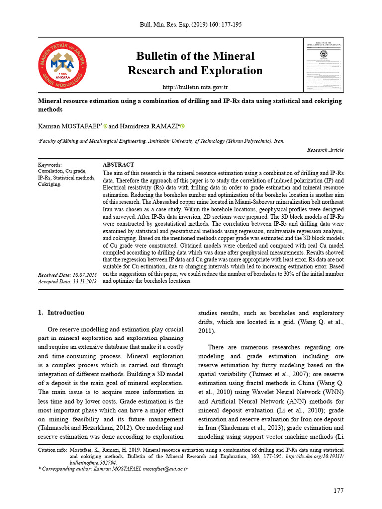 Mineral Resource Estimation Using A Combination of Drilling and IP-Rs ... Mineral Resource Estimation Using A Combination of Drilling and IP-Rs ...