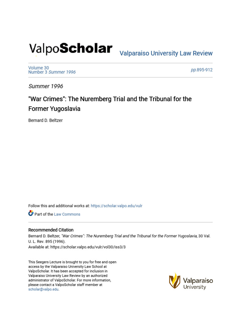 War Crimes - The Nuremberg Trial and The Tribunal For The Former | PDF ...