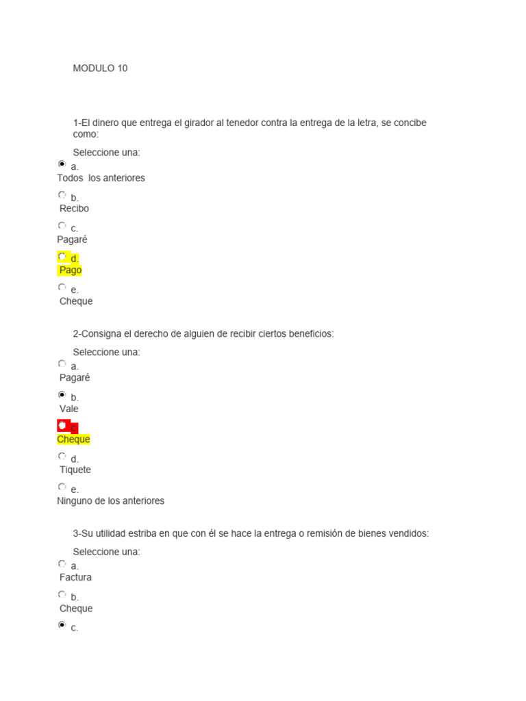 MODULO 10 y 11 | PDF | Cheque | Factura